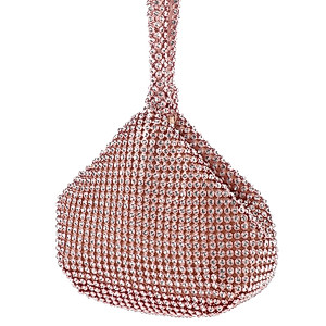 ele ELEOPTION Women Rose Gold Clutch Rhinestone Purse Bling Evening Bag Triangle Women's Wedding Purse for Party Cocktail for 6.0 inch Phones