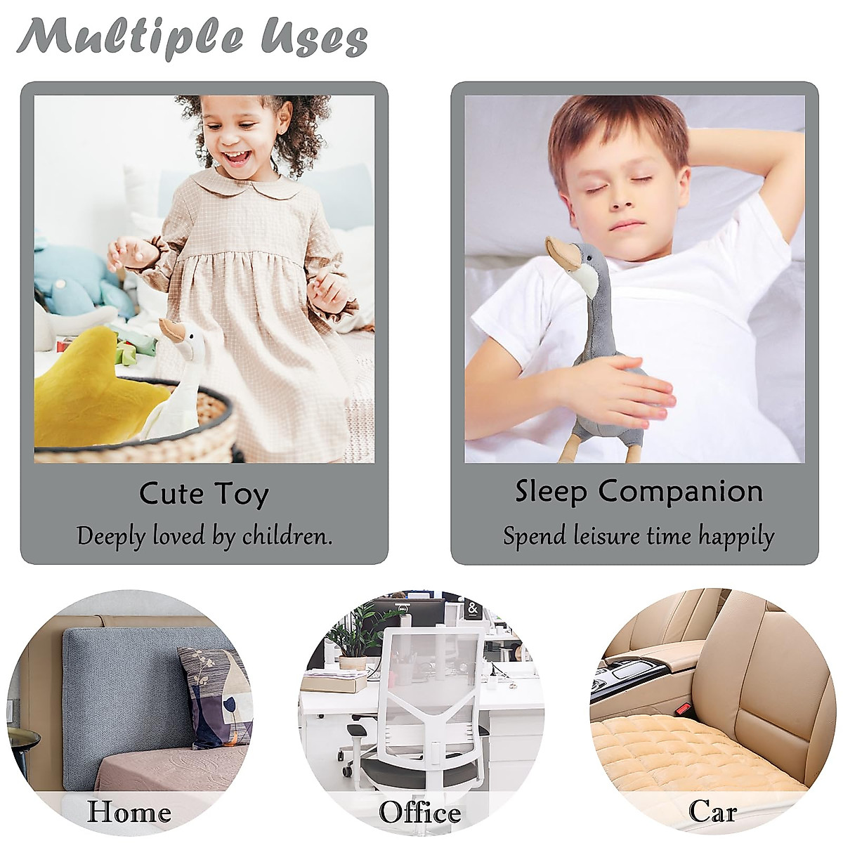 AUCOOMA Goose Plush Stuffed Animal White Cute Swan Toy Doll Gifts for Girls Boys, 15.7"