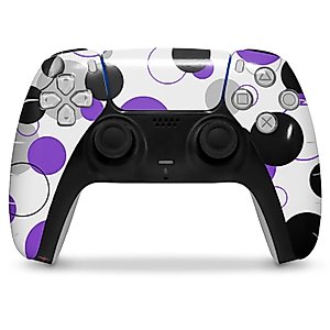 WraptorSkinz Skin Wrap compatible with Sony PS5 DualSense Controller Lots of Dots Purple on White (CONTROLLER NOT INCLUDED)