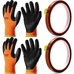Honeydak 2 Pairs Heat Resistant Gloves Heat Transfer Gloves for Sublimation with 2 Rolls High Temperature Thermal Tape