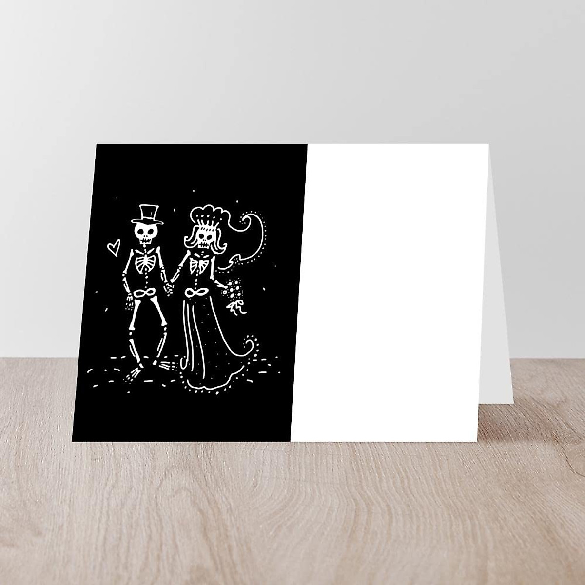 CafePress Skeleton Bride And Groom Folded Greeting Card Matte