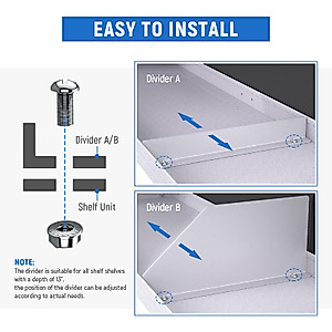 AA Products P-SH-Divider-A Shelf Divider Shelf Accessories Designed for 13" Depth Van Shelving Storage, Set of 3 - Grey