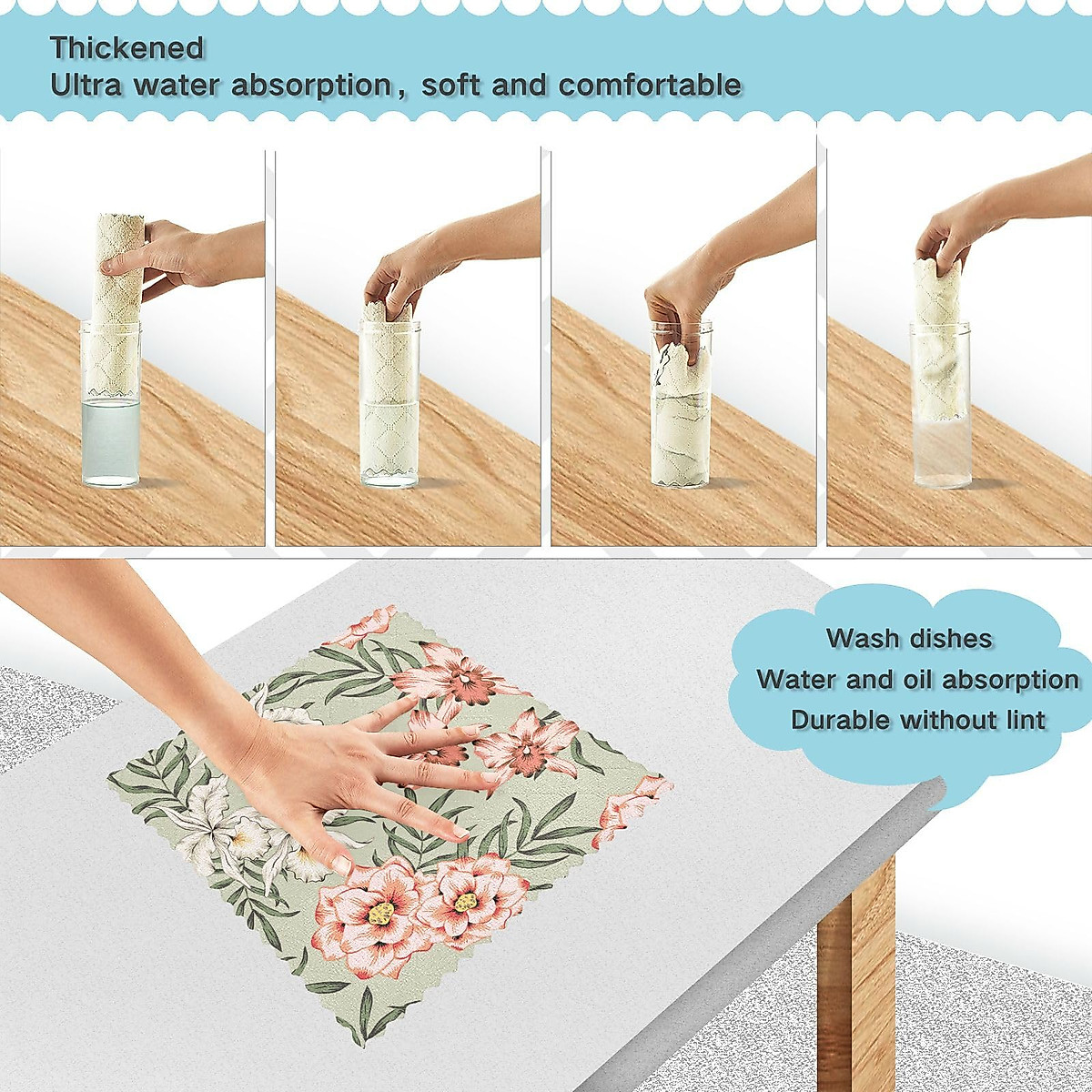 FRODOTGV Tropical Pink Rose Orchid Flowers Palm Kitchen Microfiber Towels Decorative Tea Towels Kitchen Cotton Terry Cloth Hand Towels Easter Kitchen Hand Towels