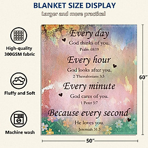 Christian Gifts for Women, Bible Verse Blanket with Inspirational Thoughts and Prayers - Religious Throw Blankets Soft Lightweight Cozy Plush Warm