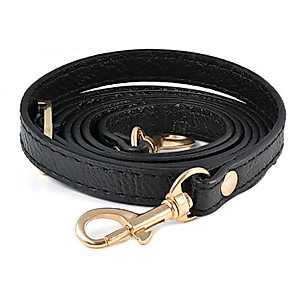 Leather Straps Replacement for Handbags,Purse Strap, Purse Straps Crossbody Replacement Adjustable (Black with Gold Buckle)