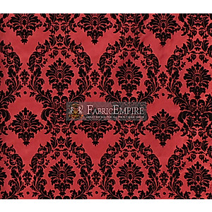 Taffeta Damask Flocking Fabric Black RED Backing / 58" Wide/Sold by The Yard FABRIC EMPIRE