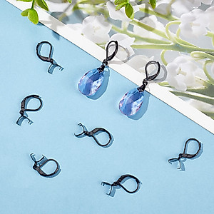 Beebeecraft 1 Box 50Pcs Pendant Clasp Earring Hooks Stainless Steel Leverback Earring Findings Black Earring Supplies for Jewelry Making