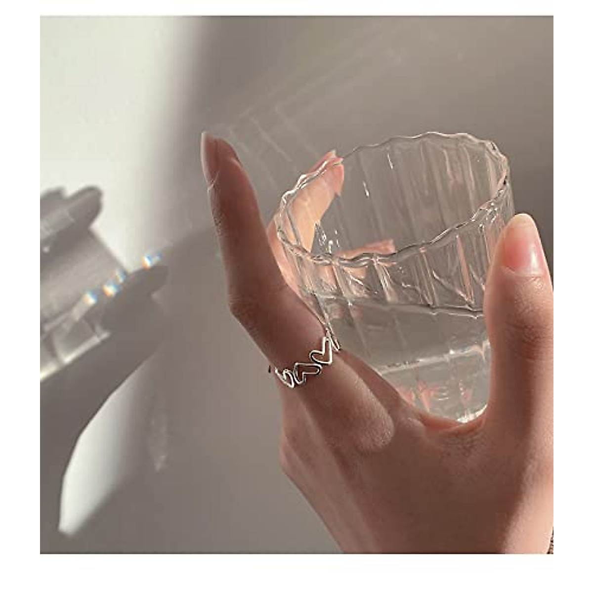 Cute Love Heart Adjustable Opening Pinky Rings for Women Dainty 925 Sterling Silver Eternity Endless Love Statement Knuckle Rings Thin Tiny Stacking Rings for Her Birthday Mom Xmas Valentines Gifts (Hollow Heart)