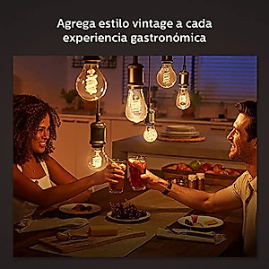 Philips Hue White Dimmable Filament A19 Smart Edison Vintage LED Bulb, Bluetooth & Hub Compatible (Hue Hub Optional), Voice Activated with Alexa