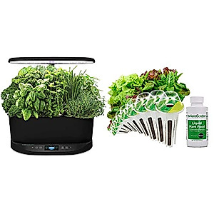 AeroGarden Bounty - Indoor Garden with LED Grow Light, WiFi and Alexa Compatible, Black & Heirloom Salad Greens Seed Pod Kit (9-pod)