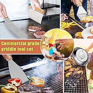 Leonyo Griddle Accessories Set of 22, Flat Top Grill Accessories Stainless Steel Griddle Spatula with Burger Press, Metal Scraper, Fish Turner, BBQ Grill Tool for Teppanyaki Hibachi Camping Grilling