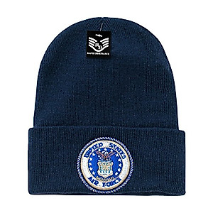 Rapiddominance Air Force Emblem Military Long Beanie, Navy