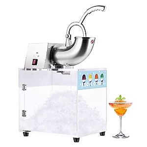 VIVOHOME Stainless Steel Electric Dual Blades Commercial Ice Crusher Shaver Snow Cone Maker Machine with Acrylic Box 440lbs/hr