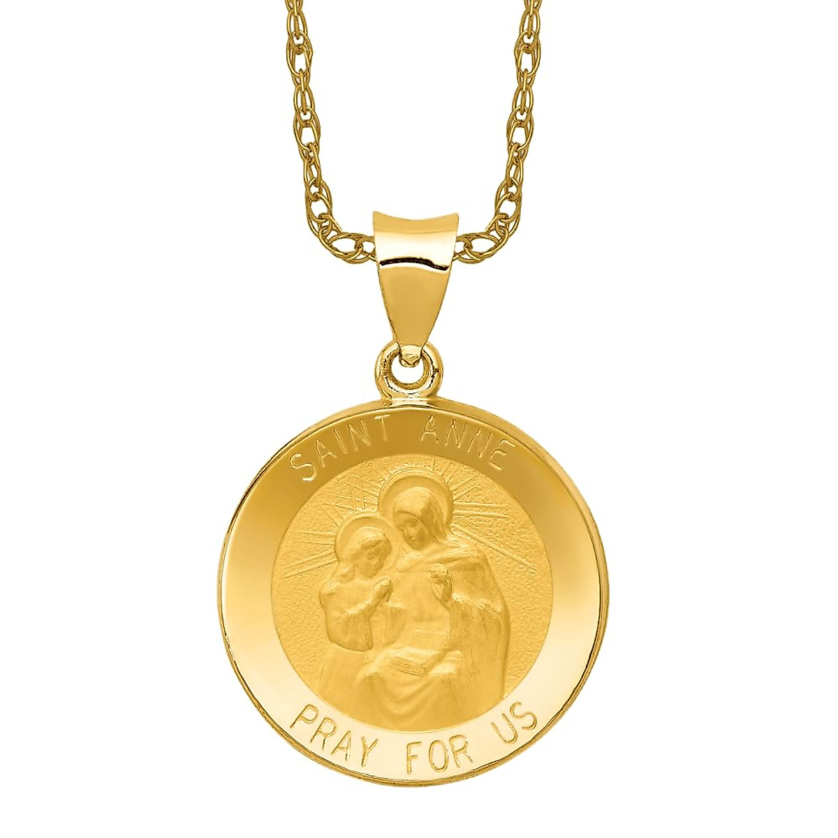 IceCarats 14K Yellow Gold Saint Anne Medal Necklace Charm Pendant 29mm x 19mm Only