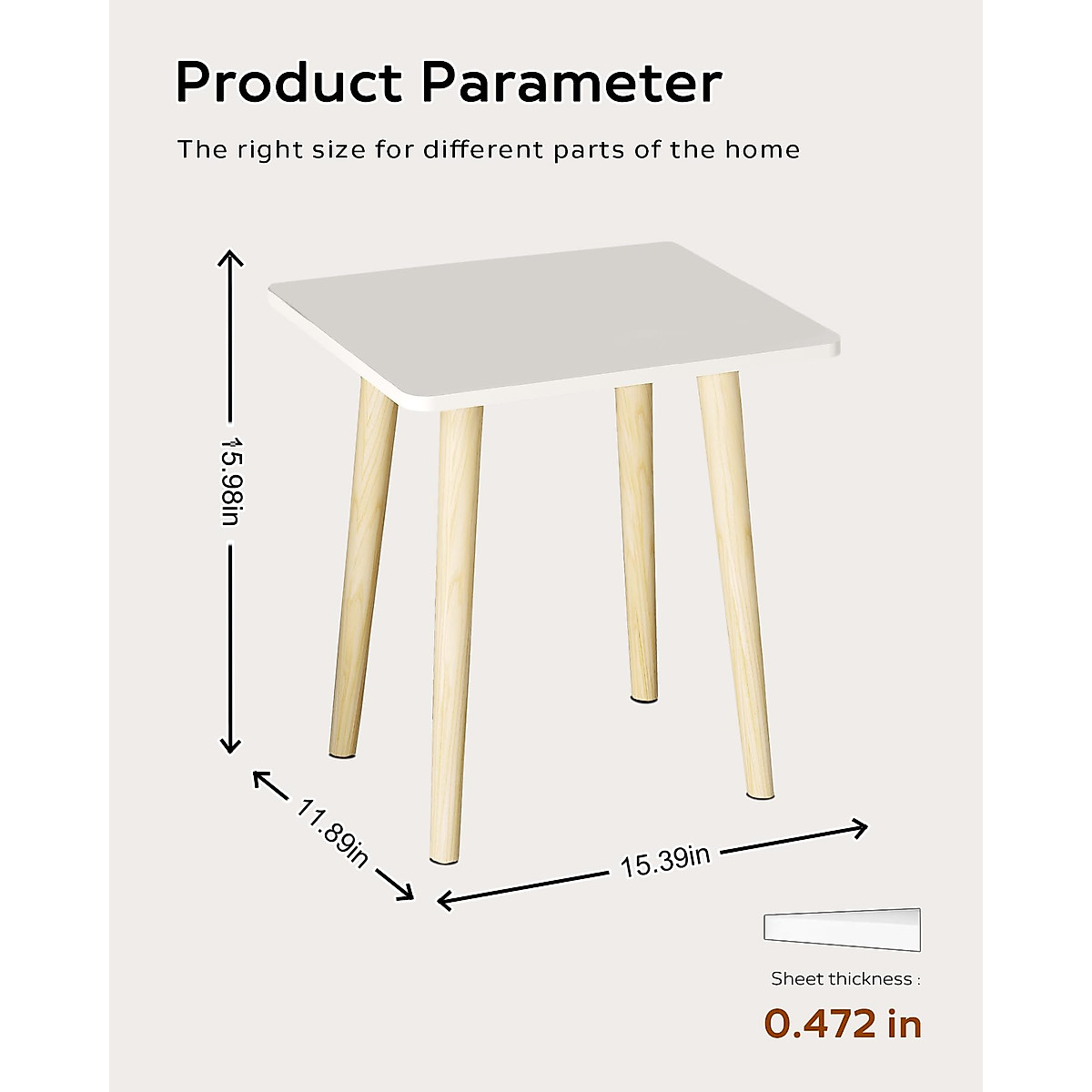 MIRROTOWEL Side Table, Small Table, Modern Home Decor Bedside Table for Living Room Bedroom Balcony Office,Easy to Assemble（White）