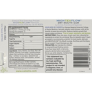 MighTeaFlow Dry Mouth Gum w/Xylitol - Spearmint - Case of 8 Packs (80 Pieces), Clinically Tested, Naturally Stimulates Own Saliva, Helps Reduce Bad Bacteria & Freshens Breath