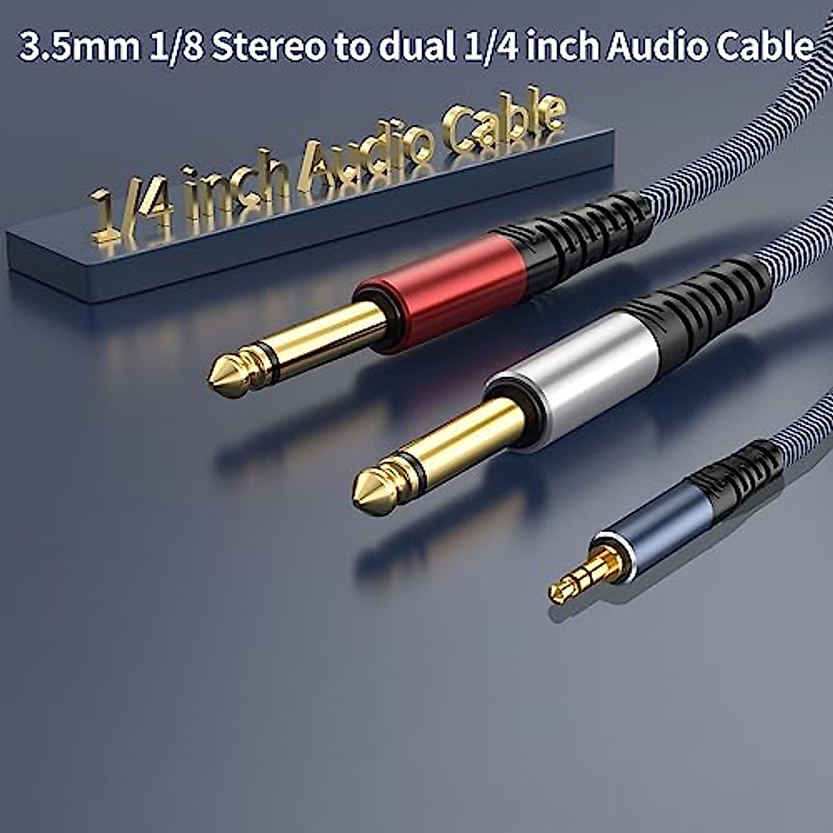 TAISUSAN 1/8 Stereo to Dual 1/4 Mono Cable 20ft, 3.5mm to Dual 1/4 Cable, 1/8 inch TRS Stereo to Dual 1/4 inch TRS Splitter