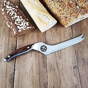 Ergo Chef Guy Fieri Knuckle Sandwich Off-Set 6-Inch Serrated Utility Knife, Premium High Carbon 7CR17MoV Stainless Steel Blade, Custom Style Prong Tip, Ergonomic Pakkawood Handle