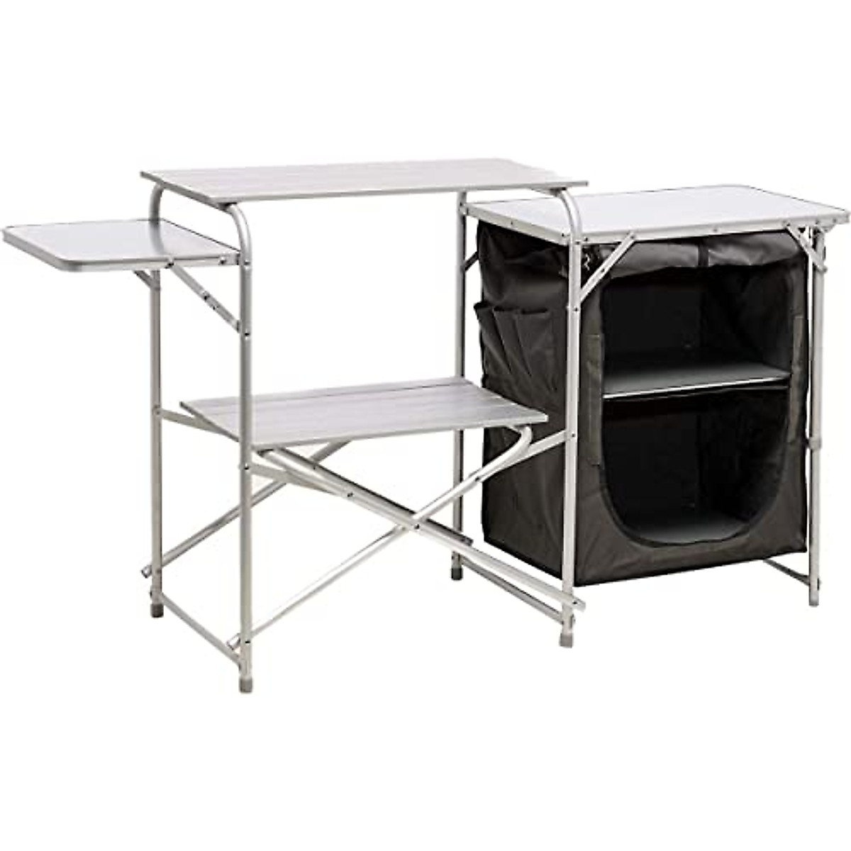 MOUNTAIN SUMMIT GEAR Deluxe Roll Top Kitchen Table for Camping made with Weather-Resistant Aluminum (by Caddis Sports Inc.)