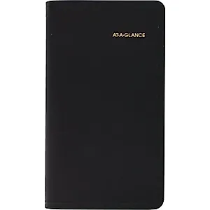 AT-A-GLANCE 2023 RY Monthly Planner, Black, Pocket, 3 1/2" x 6"
