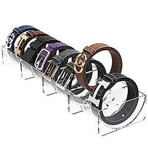 Belt Organizer, OFFSIR Belt Rack Storage Holder 8 Packs Acrylic Clear Display Case Container with Magnet, Detachable Belt Organizer for Closet Drawer Men& Women Belts Tie Bow Tie