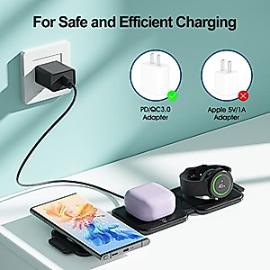 Folding Wireless Charger for Samsung, 3 in 1 Travel Charging Pad Compatible with Samsung Galaxy Z Flip 4/ S23/22/21/20/10/9/8/7 Note 20/10/9/8/7/6/5, Galaxy Watch 5/4/3/Active 2/1/LTE, Buds 2/Pro/Live