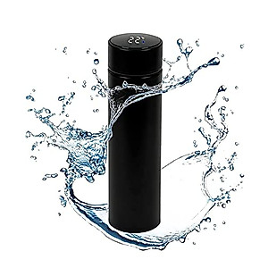 Thermos 2023 latest smart bottle LED display on lid. Smart Coffee bottle, Tea Infuser Bottle, Sports Water Bottle, Double Wall Vacuum Insulated Water Bottle, Stay Hot or Cold for 24 Hours (Black)