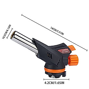 Butane Torch Kitchen Blow Lighter, Culinary Cooking Torch Professional Adjustable Flame with Reverse use for Cooking, BBQ, Baking, Brulee, Creme, DIY Soldering Gas Not Included