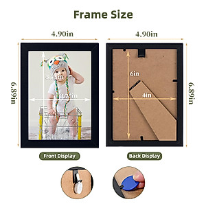 4x6 Picture Frame Set of 7, Wood Photo Frames for 4x6 Pictures Wall Gallery Black 4x6 Frames Tabletop or Wall Mount Display for Prints, Photos, Paintings, Landscape and Kids Artwork (Black)