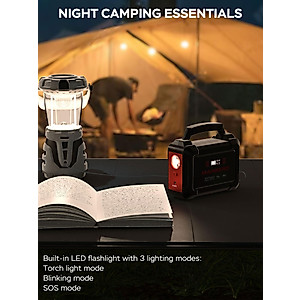 MARBERO Portable Power Station 300W Camping Solar Generators Lithium Battery 296Wh Power Supply with 110V AC Outlet, 2 DC Ports, 4 USB Ports, LED Flashlights for CPAP Home Camping Backup