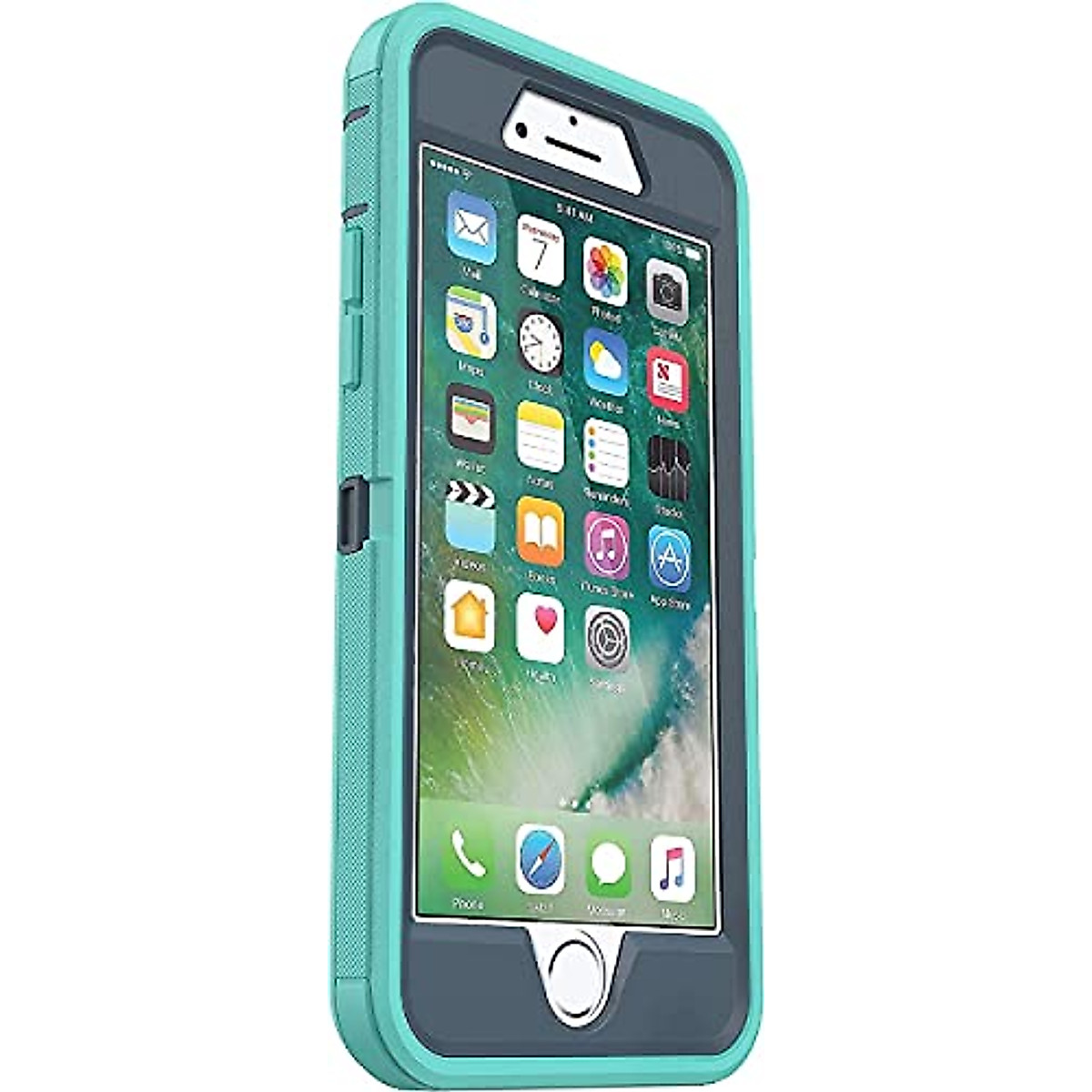 OtterBox Defender Series Case for iPhone SE (3rd and 2nd Gen) & iPhone 8/7 (Only - Not Plus) - Case Only - Non-Retail Packaging - Mint Dot (Tempest Blue/Aqua Mint/Mint Dot Graphic)