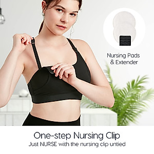 Lupantte Pumping Bra Hands Free 2 Pack, Supportive Comfortable Breast Pump Bra with Pads, All Day Wear Pumping and Nursing Bra in One Breast Pump for Medela, Spectra, Momcozy, etc. (X-Large)