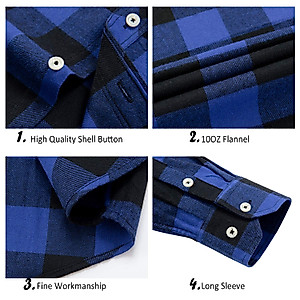 Alimens & Gentle Men's Button Down Regular Fit Long Sleeve Plaid Flannel Casual Shirts