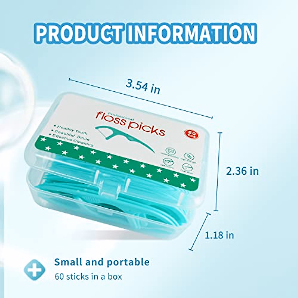 Dental Floss Picks, 2Travel Floss Cases 120 Counts Dental Flossers,Floss Sticks,Tooth Floss,Dental Sticks,Dental Picks Disposable,Teeth Flossers Picks (Pack of 2, 120)