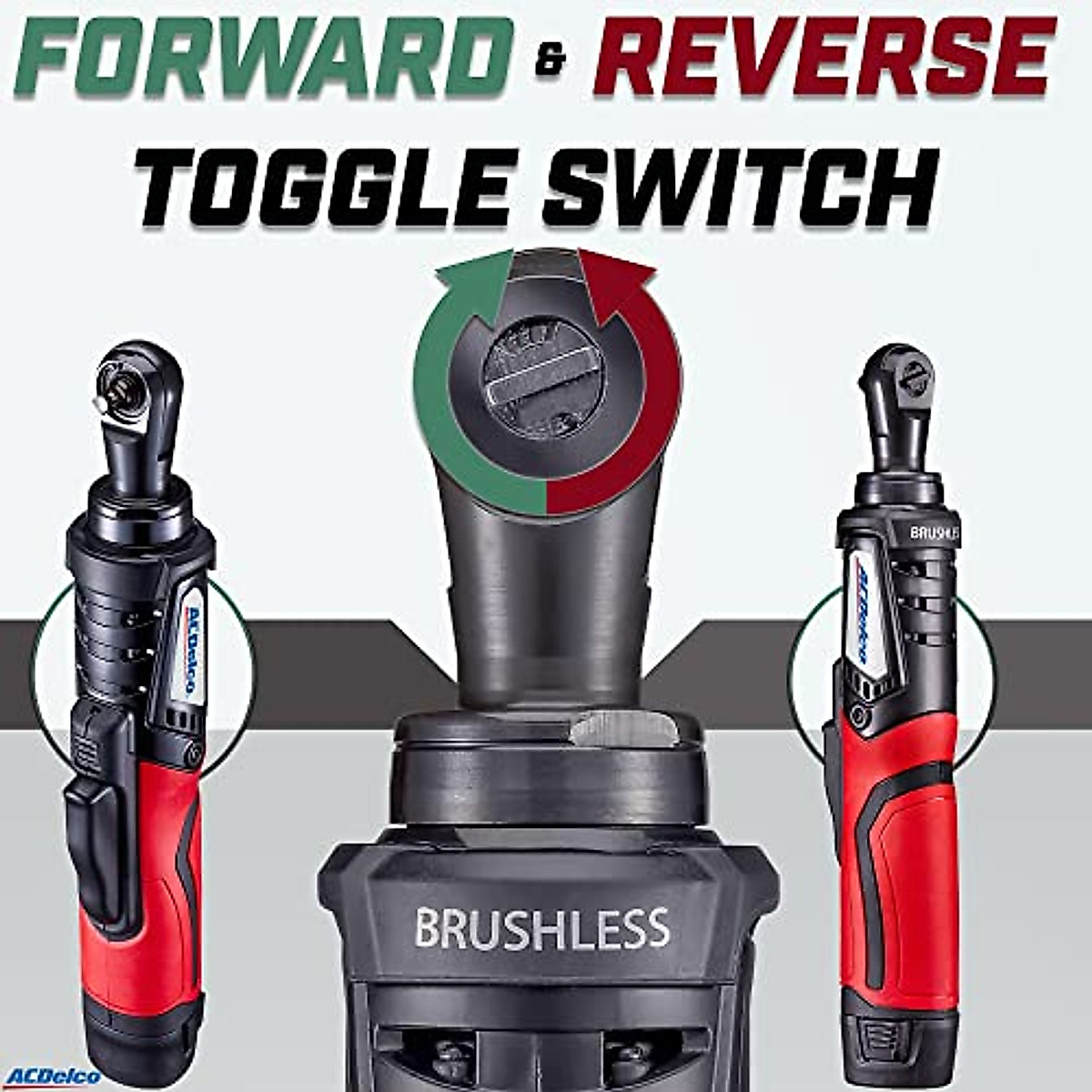 ACDelco Brushless 1/4-Inch Ratchet Wrench Li-Ion 12V Cordless, 45 Ft-lbs Max Ratchet Wrench Tool Kit, 2 Battery & Charger Included, G12 Series, ARW1210-22