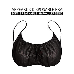 APPEARUS 50 Ct. Disposable Bras - Women's Backless Spa Bra for Spray Tanning and Body Treatments, Black