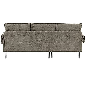 ERYE 84" L-Shaped Upholstered Corner Sofa Convertible Sectional Sofa & Couch,Modern Chenille Upholstery Couch with Reversible Chaise and 2 Pillows for Home Apartment Office Living Room