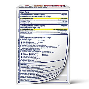 Mucinex Maximum Strength Sinus-Max (Day) Pressure, Pain & Cough & Nightshift (Night) Sinus Caplets, Fast Release, Powerful Multi-Symptom Relief, 20 caplets (12 Day time + 8 Night time)