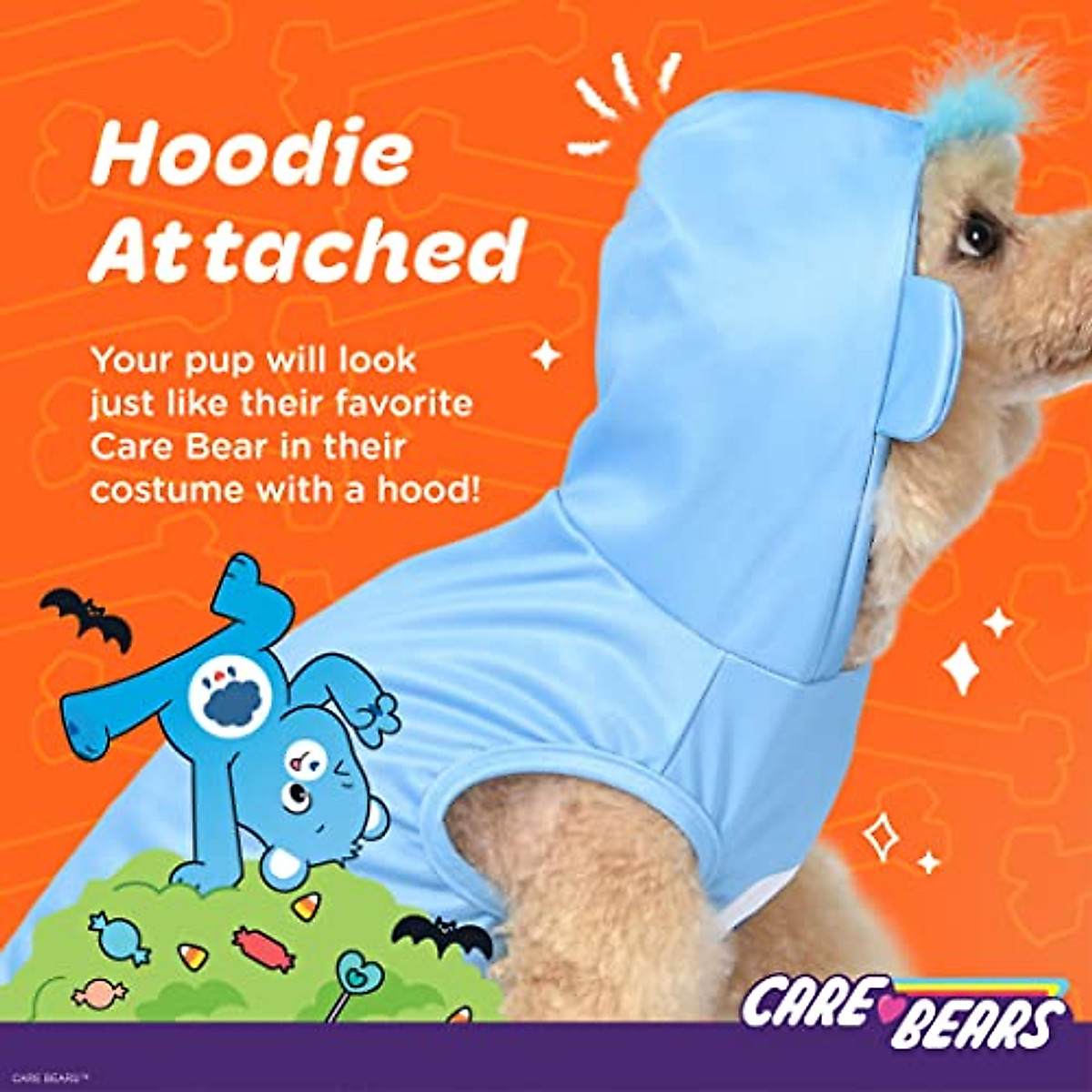 Care Bear for Pets Halloween Grumpy Bear Sleeveless Hoodie - XS | Cozy Hoodie for Dogs | Fun and Cute Halloween Costumes for Dogs| Officially Licensed Care Bears Pet Products