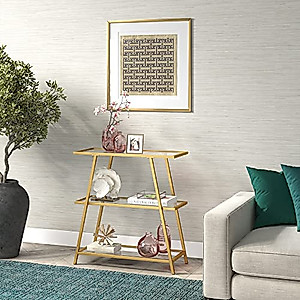 Yair 36'' Tall Rectangular Bookcase in Brass