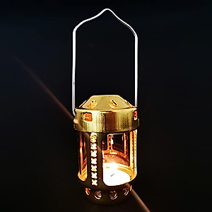 xxiaoTHAWxe Candle Lantern Mini Bright Aluminium Alloy Brass Night Fishing Hanging Candle Lamp for Outdoor Camping Angling - Yellow