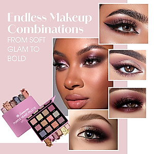 Lamora Nude Pink Eyeshadow Palette - 12 Rose Highly Pigmented Shimmer & Matte Shades - Travel Size Makeup Palette with Mirror