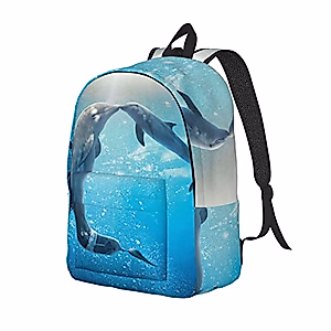 VGFJHNDF winter the dolphin print Canvas Backpack,Durable Canvas Backpack for Any Adventure