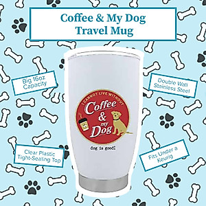 Dog is Good Dog Lover Wine Tumbler - Double Wall Insulated 12oz Travel Mug, Stainless Steel, On-the-Go Mug for Hot or Cold Beverages, Perfect for Work, Travel, Camping, Tailgating