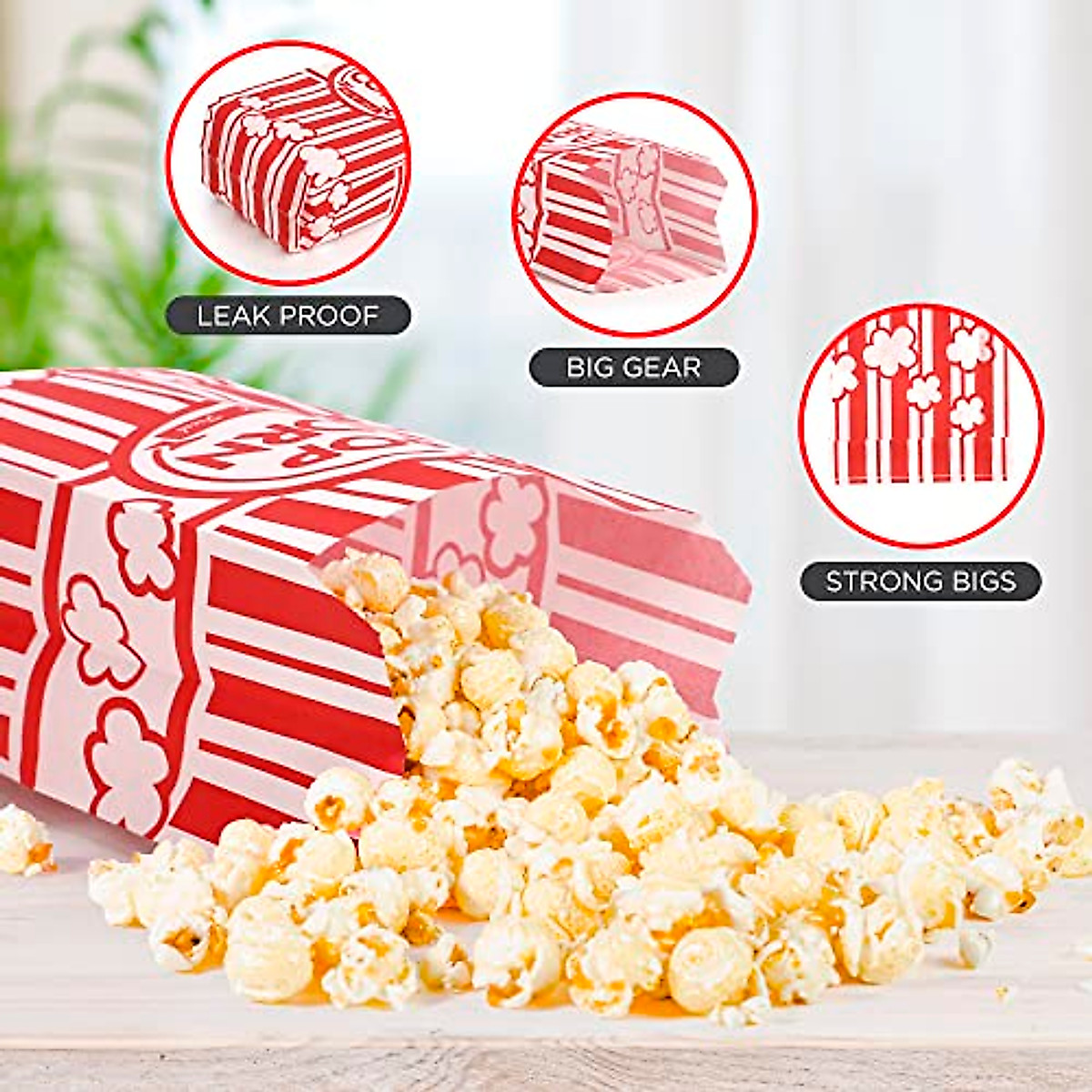 400 Popcorn Bags 1 Once - Perfect Size for Theater, Movies, Birthday Parties Celebration - Great Carnival Light Snacking Bags - Popcorn Bags for Party - Sturdy Paper Bags. (400)