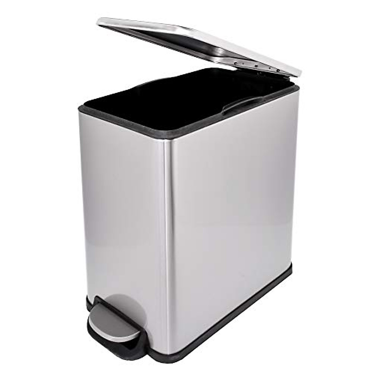 Innovaze 2.6 Gal./10 Liter Slim Stainless Steel Step-on Trash Can for Bathroom and Office