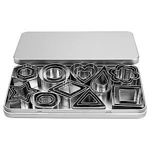 YXCLIFE Mini Cookie Cutters Set - 30Pcs Small Heart Star Flower Round Square Hexagon Oval Diamond Shapes Cookie Cutters, Polymer Clay Cutters for Kids, Geometric Set for Biscuit Cutter, Fruit Cutter