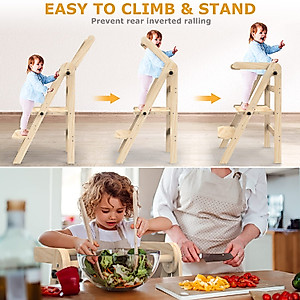 Kitchen Step Stool for Toddlers, Wooden Toddler Steps for Kids Kitchen Helper, Kids Montessori Learning Stool,Baby Standing Tower for Counter,Children Standing Helper