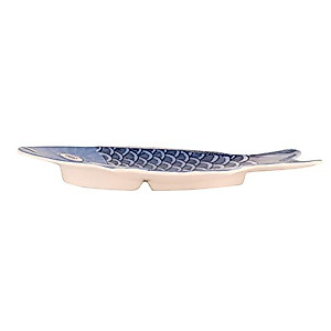 G.E.T. 370-12-BL-EC Melamine Fish Serving Platter, 12" x 8.25", Blue (Set of 4)
