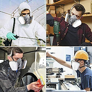 Reusable Active Carbon Respirator, Face Cover Set for Painting Against Dust/Organic Vapors/Smells/Fumes/Sawdust/Asbestos Suitable for Painting,Staining,Car Spraying,Sanding &Cutting